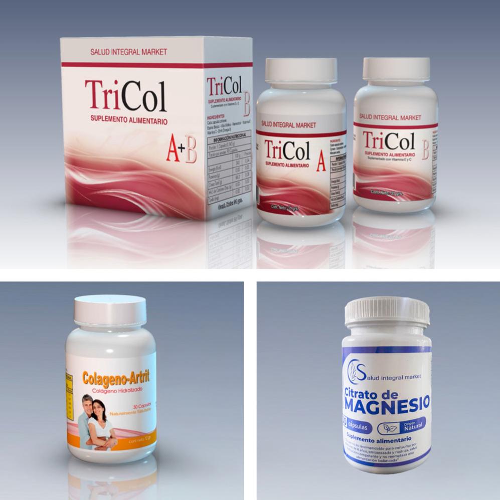Pack Tricol + Frasco Colagenoartrit + Frasco Citrato de Magnesio ...